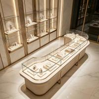 China Island Display Cabinet Kitchen Island Display Unit with Shatter Resistant Tempered Glass Lockable Drawers And Cabinets Dimmable High-CRI LED Lighting for sale