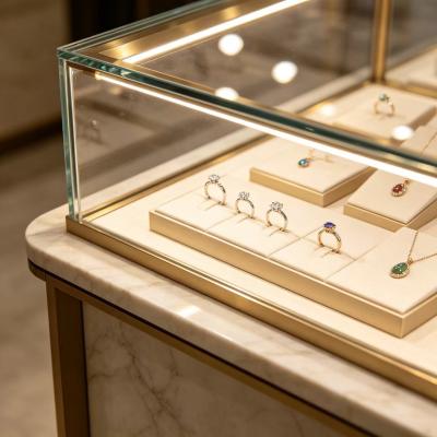 China Island Display Cabinet Kitchen Island Display Unit with Shatter Resistant Tempered Glass Lockable Drawers And Cabinets Dimmable High-CRI LED Lighting for sale