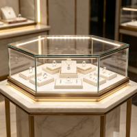 China Island Display Cabinet Kitchen Island Display Unit with Shatter Resistant Tempered Glass Lockable Drawers And Cabinets Dimmable High-CRI LED Lighting for sale
