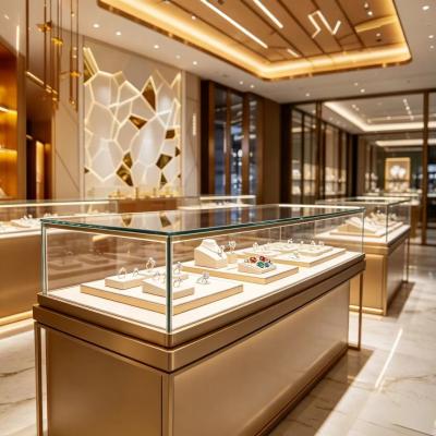 China 7 Days Design Time Jewelry Shop Design with 12 V Output and Large Secure Cabinets for Jewelry Store Interior for sale