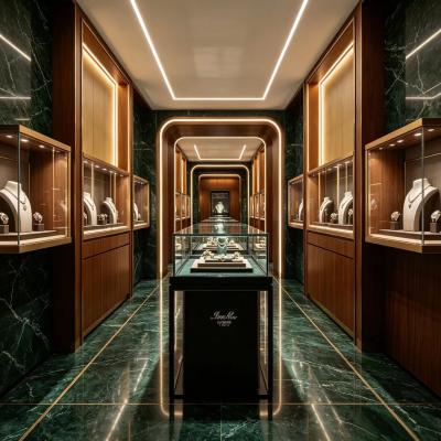 China 7 Days Design Time Jewelry Shop Design with 12V Hidden Transformer and Shatter-Resistant Tempered Glass Jewelry Store Layout for sale