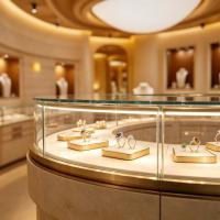 China Interactive Digital Displays Jewelry Shop Design with Large Secure Cabinets and 12 V Output Hidden Transformer for sale