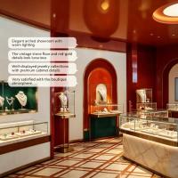 China Jewelry Shop Design with Large Secure Cabinets and Interactive Digital Displays for a Modern Jewelry Store Interior Featuring Glass With LED Lighting for sale