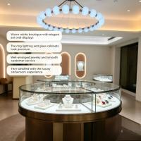 China Aluminium Frame Material Jewelry Shop Design with Calacatta Marble Top and Large Secure Cabinets for Jewelry Store Layout for sale