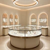 China Aluminium Frame Material Jewelry Shop Design with Calacatta Marble Top and Large Secure Cabinets for Jewelry Store Layout for sale
