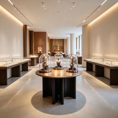 China Scratch Resistant Surface Jewelry Counter with White LED Luminous Base and Storage Capacity Up To 200 Pieces for Showroom for sale