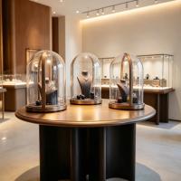 China Scratch Resistant Surface Jewelry Counter with White LED Luminous Base and Storage Capacity Up To 200 Pieces for Showroom for sale
