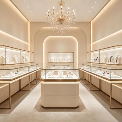 China Aluminium Frame Jewelry Shop Design with Ample Hidden Cabinets and Pre-Assemble For Ships Structure for Jewelry Store Interior for sale