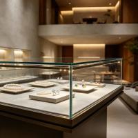 China Customized Overall Dimensions Jewelry Display Props with Scale-patterned Metal Screen and Glossy Black Plastic Base for Jewelry Display Stands for sale