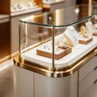 China Lockable Upright Display Case with Adjustable Glass Shelves and LED Interior Lighting Standing Showcase Display Case for sale