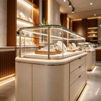 China Lockable Upright Display Case with Adjustable Glass Shelves and LED Interior Lighting Standing Showcase Display Case for sale