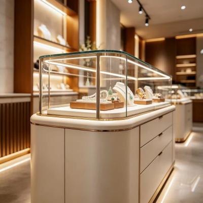 China Lockable Upright Display Case with Adjustable Glass Shelves and LED Interior Lighting Standing Showcase Display Case for sale