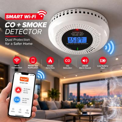 China 2-in-1 Smoke and Carbon Monoxide Detector with LCD Display and Smart WiFi Home Alerts for sale