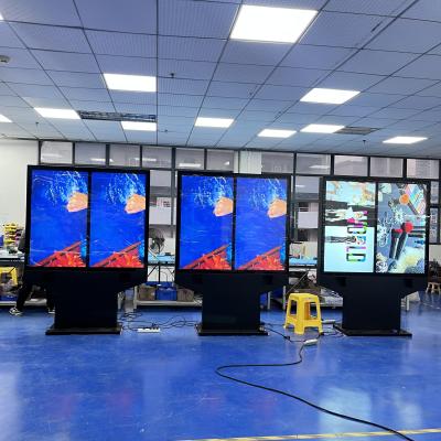 China 55-Inch Dual-Screen Outdoor Waterproof High Brightness Digital Menu Board 2000cd/m2 IP55 for sale