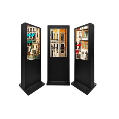 China 43 inch IP55 Outdoor Digital Signage Kiosk 2000nits Capacitive Touch LCD Floor Standing Advertising Display for sale