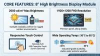 China 8 Inch 1920x1200 FHD LCD Screen Kit 2000cd/m2 High Brightness Capacitive Touch Display with HDMI Driver Board for sale
