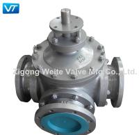 China API 598 Carbon Steel Flanged Ball Valve Four Way Bare Stem Ball Valve for sale