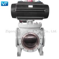 China 4 Way Pneumatic Operated Ball Valve WCB for sale