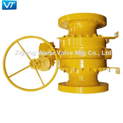 China Casting Steel Trunnion Ball Valve ASME B 16.10 Worm Gear Operated for sale