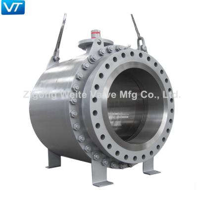 China Large Diameter Cast Steel Trunnion Ball Valve 30 Inch Bare Stem for sale