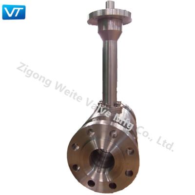 China Lever DIN Stainless Steel Flanged Ball Valve Extended Stem 90 Degree Rotation for sale