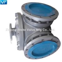 China DN250 Pipeline Ball Valve Bare Stem L Type Three Way 16 Inch for sale