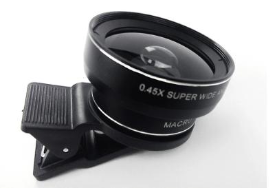 China distortionless 0.45X Super wide angle 20X macro 2 in 1 mobile phone camera lens for nikon smartphone for sale