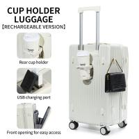 China Multi-Functional Cabin-Size ABS Front-Opening Suitcase - (White, 20-inch) | Luggage | Innovative Front-Opening Design | Hidden Cup Holder travel luggage Supplier for sale