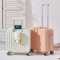 China 2-piece set ABS hard shell luggage 18-inch carry-on luggage Wet and Dry Separation TSA lock spinner wheel suitcase ,USB -charging multi-functional front opening cup holder trolley case laptop bag for sale
