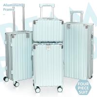 China 1682  light blue 4-piece TAS lock luggage Family Activity Outdoor Cup Holder Suitcase 14inch (Cosmetic bag)+20/24/28 thickened anti-drop wear-resistant, equipped with USB charging port for sale