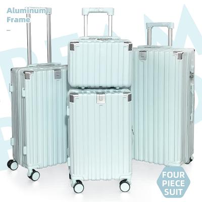 China 1682  light blue 4-piece TAS lock luggage Family Activity Outdoor Cup Holder Suitcase 14inch (Cosmetic bag)+20/24/28 thickened anti-drop wear-resistant, equipped with USB charging port for sale