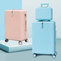 China Blue color Luggage universal wheel zipper 20 students strong and durable password leather suitcase 24 inchesin Spinner Wheeled Luggage for sale