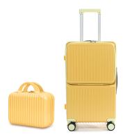 China 2 pieces set Front-Open Pocket versatile travel luggage Laptop Trolley Carry-On Size (yellow, 20