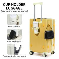 China 2 pieces set Front-Open Pocket versatile travel luggage Laptop Trolley Carry-On Size (yellow, 20