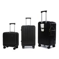 China 18 inch mini suitcase Carry-on travel luggage ,Black color ,2-pieces set, ABS New Multi-Functional Front-Opening Suitcase Hard-Shell Suitcase with Spinner Wheels Front-Opening Pocket Suitcase -1988 for sale