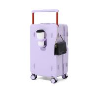 China 2025 New Wide-Handle Front-Opening TSA Lock luggage, 20/24in Durable ABS+PC Luggage with Hook & Cup Holder, 360° Silent Wheels & Secure Lock ,  hard shell travel luggage for sale