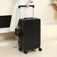 China 2025 blak TSA Lock suitcase 20/24/28Inch Aluminum frame luggage with 360° Wheels and Adjustable Trolley Bar good quality convenient travel for sale