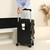 China 2025 blak TSA Lock suitcase 20/24/28Inch Aluminum frame luggage with 360° Wheels and Adjustable Trolley Bar good quality convenient travel for sale