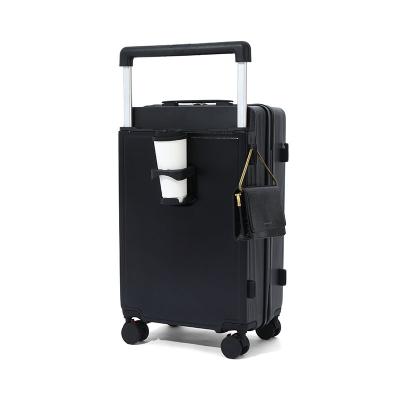 China 2025 blak TSA Lock suitcase 20/24/28Inch Aluminum frame luggage with 360° Wheels and Adjustable Trolley Bar good quality convenient travel for sale