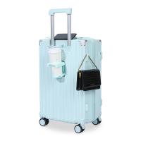 China 1682  light blue 4-piece TAS lock luggage Family Activity Outdoor Cup Holder Suitcase 14inch (Cosmetic bag)+20/24/28 thickened anti-drop wear-resistant, equipped with USB charging port for sale