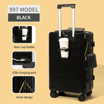 China 24-inch Sturdy and Durable Leather Suitcase with Spinner Wheels and Zippers for Women, Men, and Students (20-inch size) for sale