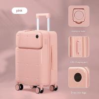 China 1084 Front-opening TSA-approved trolley case, ABS+PC aluminum frame luggage versatile travel luggage for sale