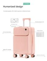 China 1084 Front-opening TSA-approved trolley case, ABS+PC aluminum frame luggage versatile travel luggage for sale