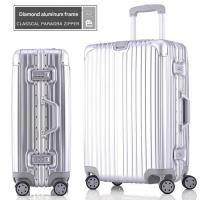 China 21520 Diamond Style Aluminum Frame Suitcase with TSA Customs Lock Aluminum-Magnesium Alloy and Silent Universal Wheels for sale