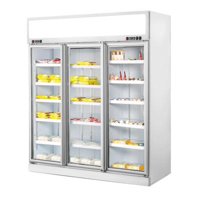 China Vertical Commercial Freezer With Frameless Triple Glazed Glass Door for sale