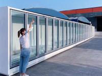 China Swinging Glass Door Reach In Remote Wall Merchandiser Freezer In White for sale