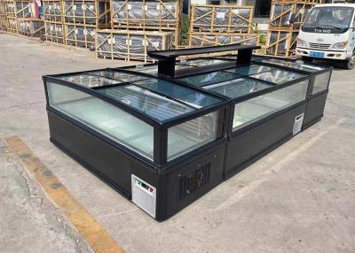 China Curved Sliding Glass Top Island Freezer Automatic Defrost 1050 Litres for sale