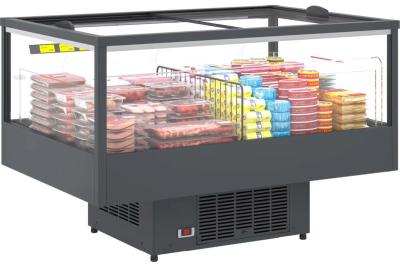 China Dual Temperature Panoramic Island Freezer Open Top Switchable for sale