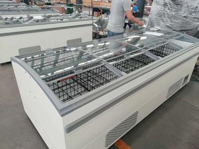 China 2.0m Width Plug In Type Double Side Island Freezer With Sliding Glass Door for sale