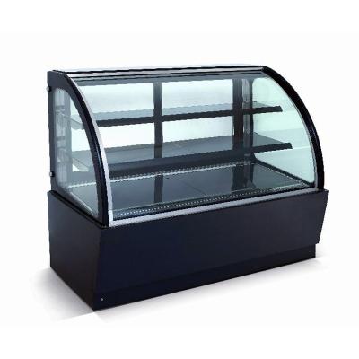 China Curved Glass Refrigerated Display Case Cabinet For Cakes And Bakeries for sale